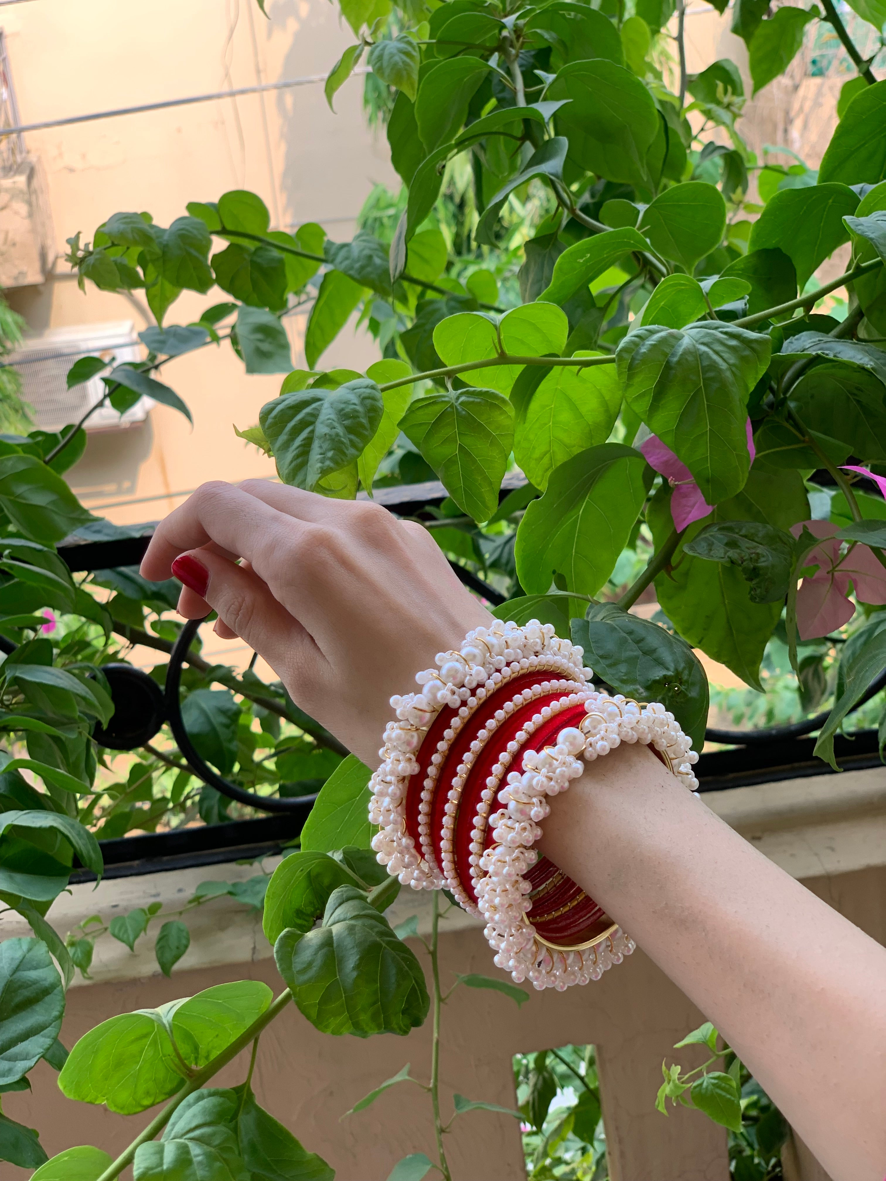 Moti and velvet set - Red – Mystree Store
