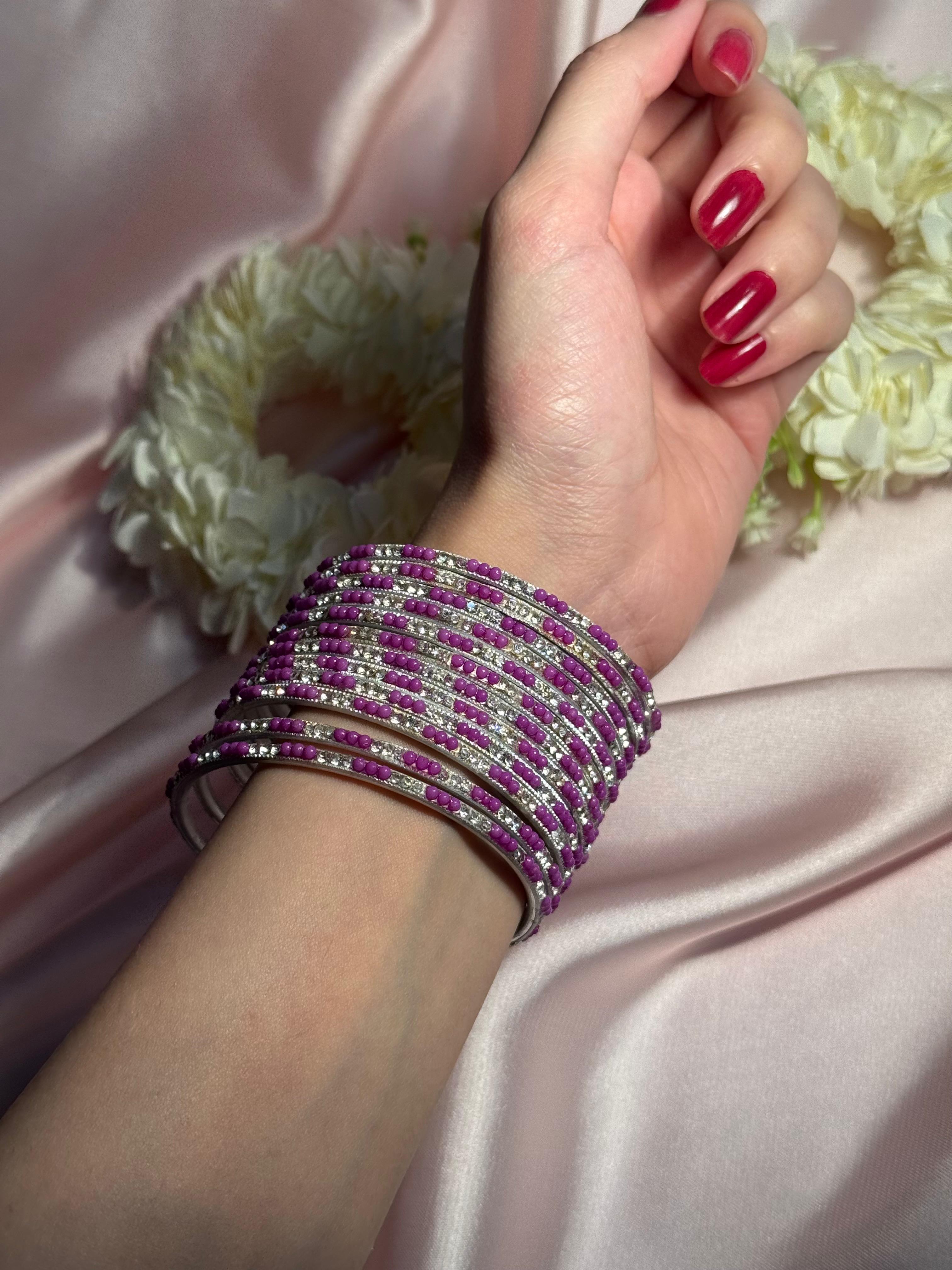 Neha Bangles (Silver, Pearl and Purple) – Mystree Store